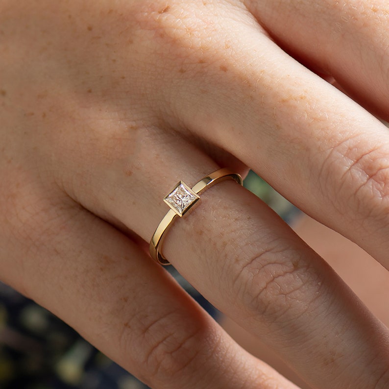 Princess Diamond Set, 14K Yellow Gold Diamond Set, Engagement Ring Set ...