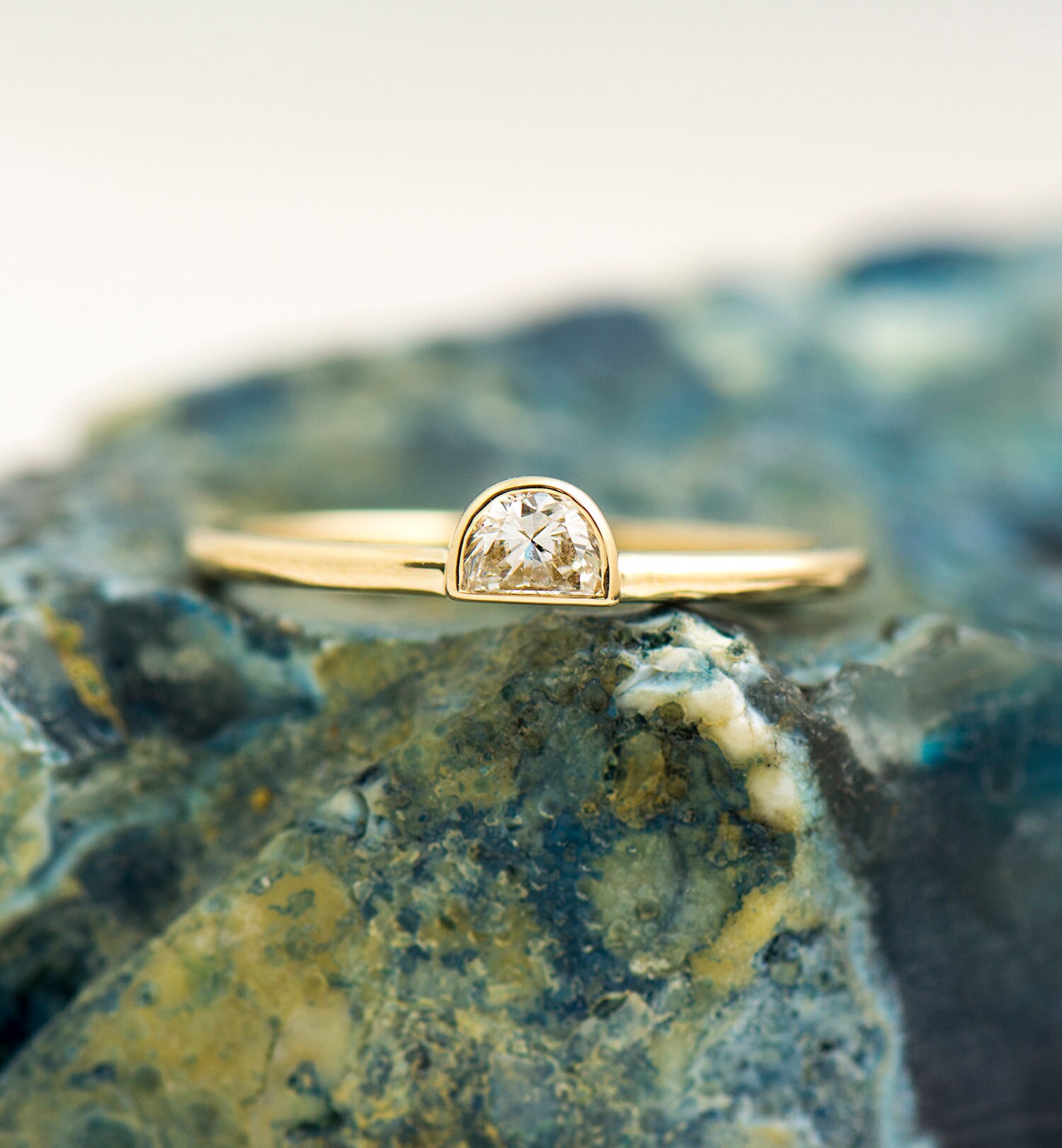 Half Moon Set 14k / 18k Yellow Gold Ring Half Moon - Etsy