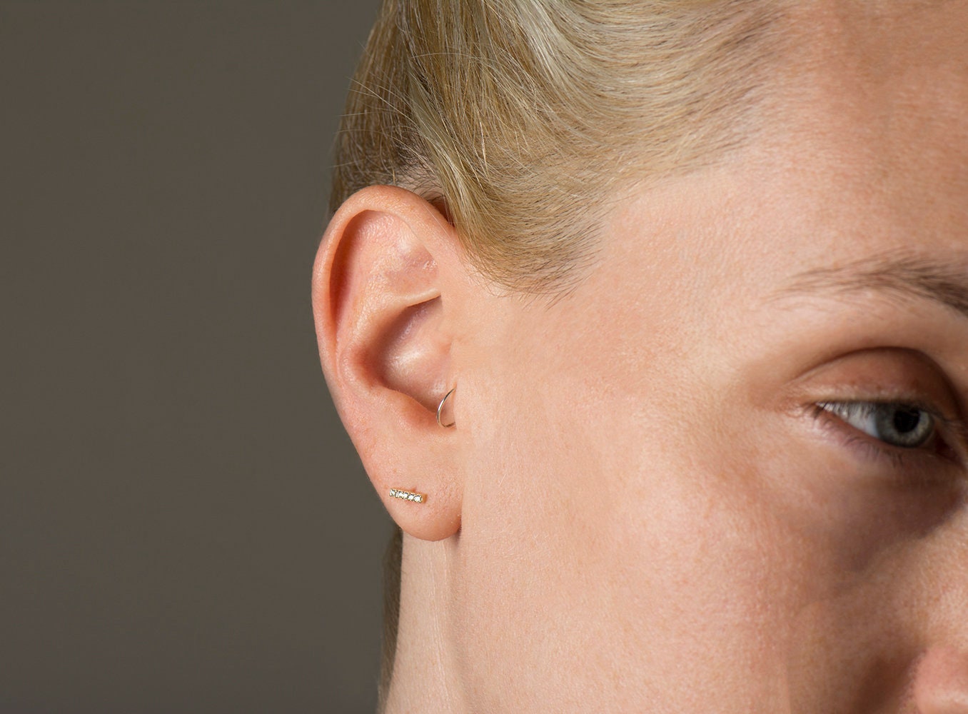 Bar Diamond Earrings 14K / 18K Yellow Gold Tiny Bar - Etsy