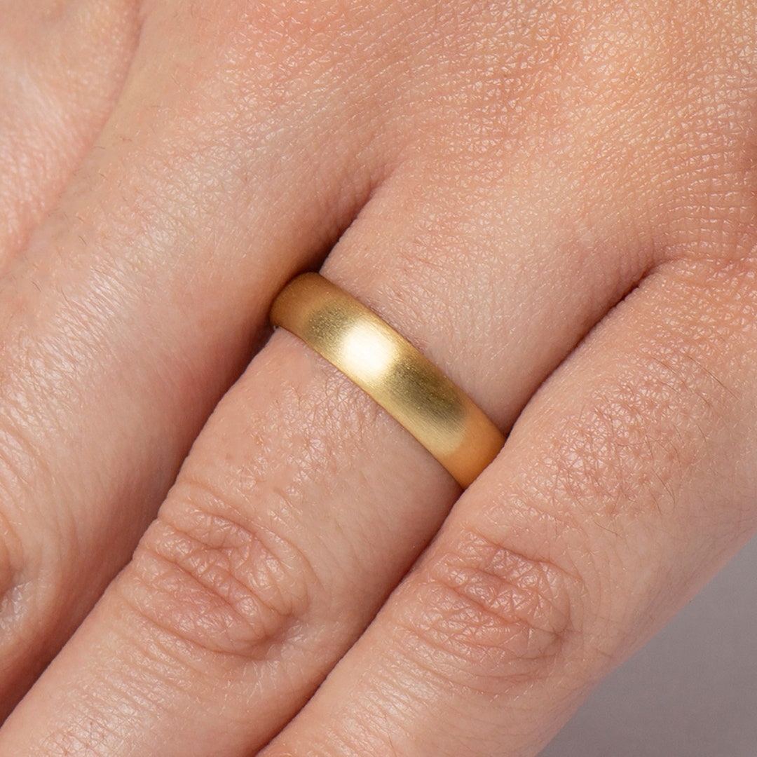 Matte Wedding Ring 14K / 18K Yellow Gold Ring, Plain Wedding Band ...