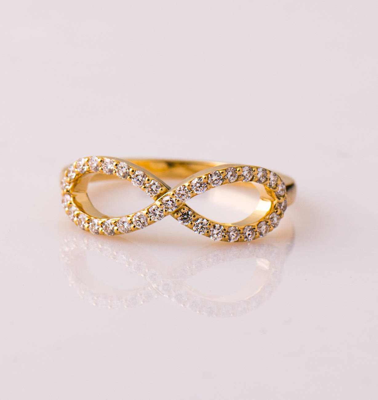 Infinity Diamonds Ring 14K / 18K Yellow Gold Anniversary | Etsy