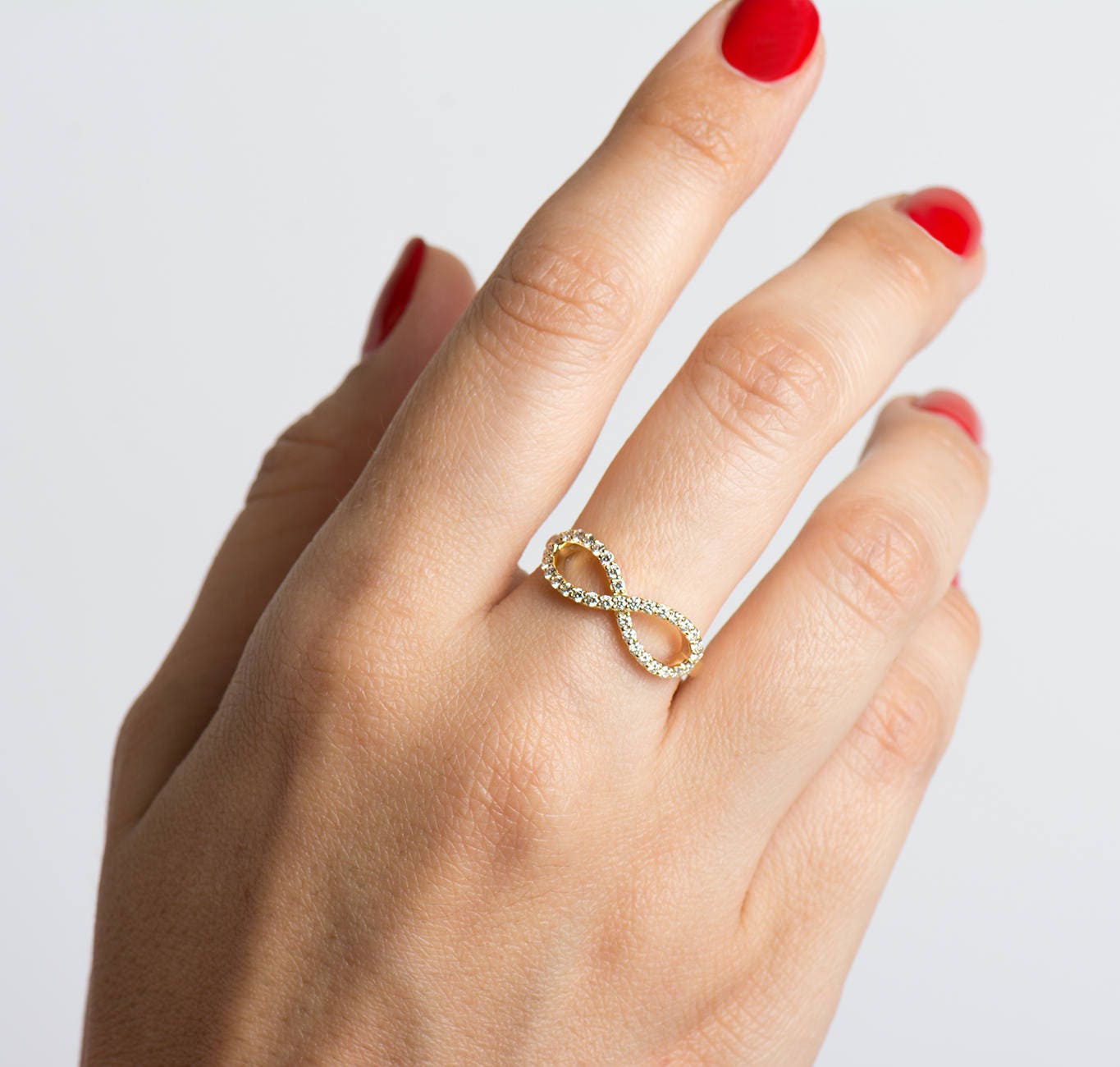 Infinity Diamonds Ring 14K / 18K Yellow Gold Anniversary | Etsy