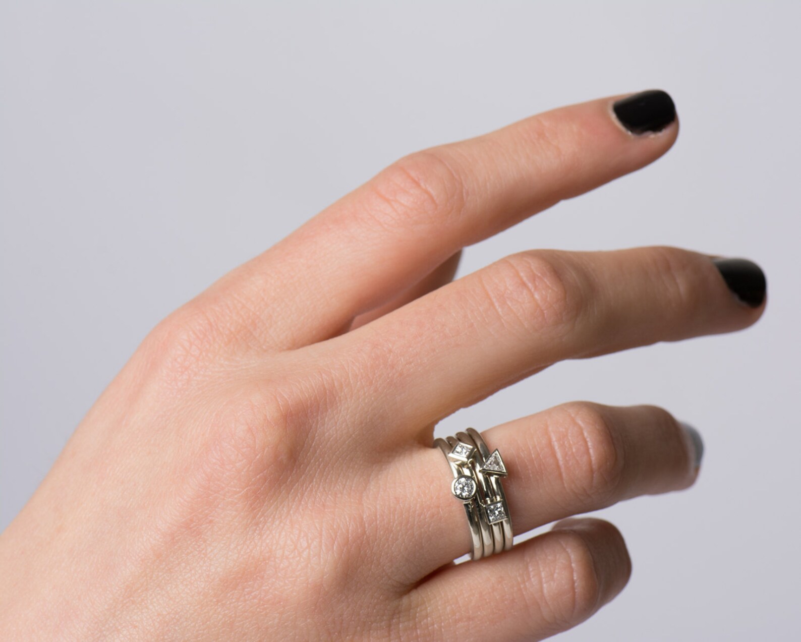 Stackable Rings Set 14K White Gold Stacking Rings Engagement | Etsy