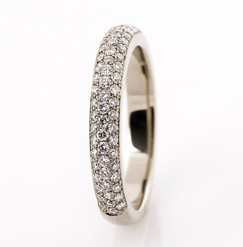 Micro Pave Diamonds Ring 3 Row Diamonds Ring 14K / 18K White | Etsy