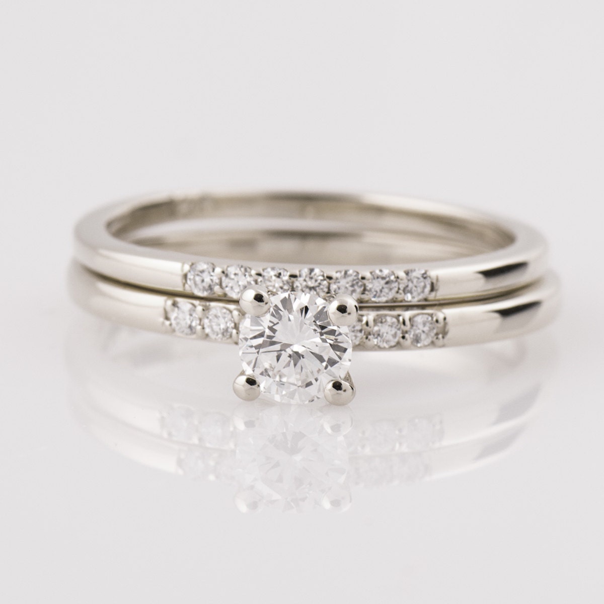 Diamond Ring Set Engagement Rings Set 14K White Gold Ring | Etsy