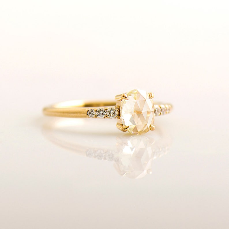 Rose Cut Diamond Ring 14k / 18K Yellow Gold Rose Cut Ring | Etsy