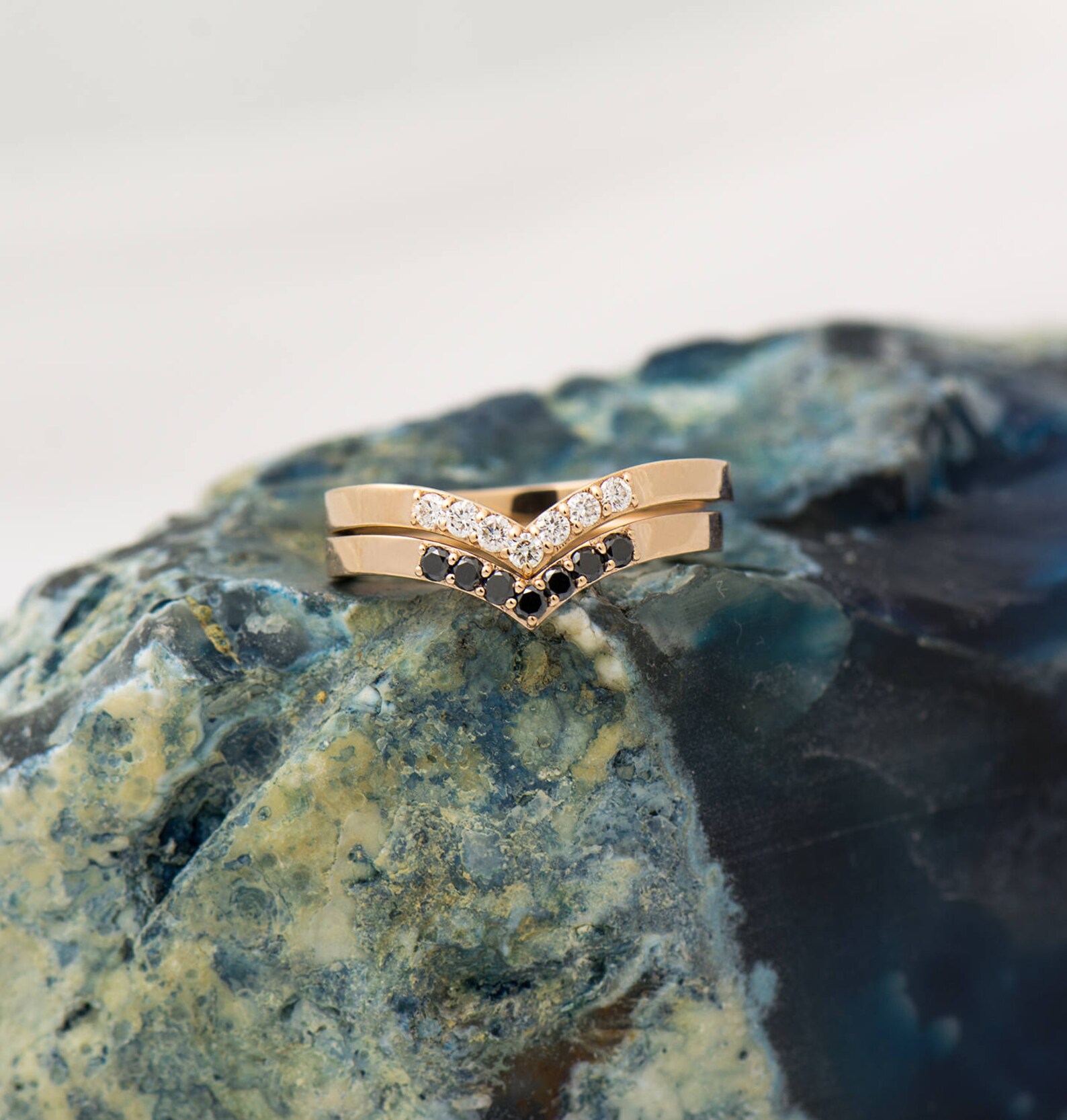 Wide V Shape Black Diamond Ring Black Diamonds Wedding Ring - Etsy