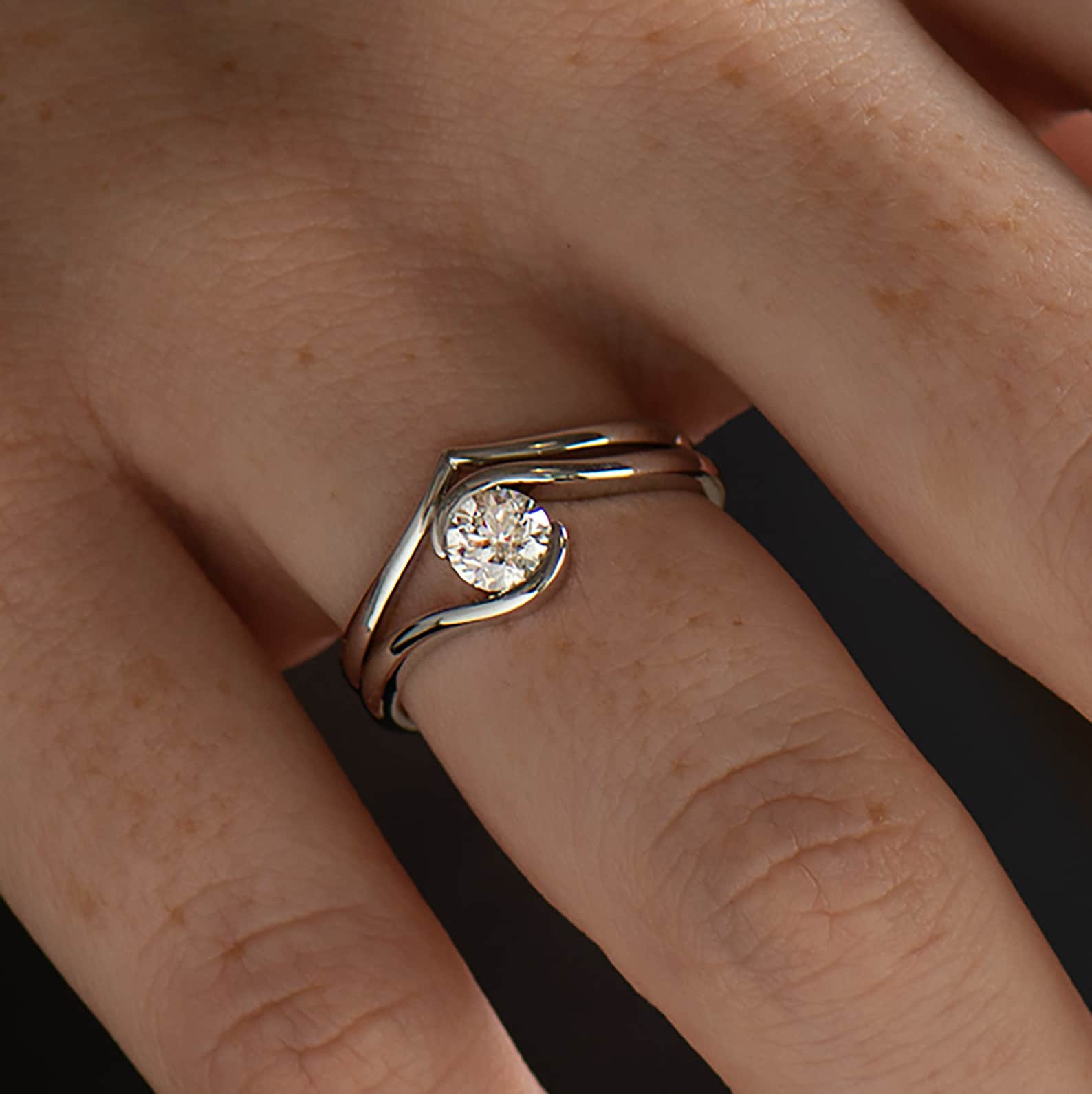 Bypass Engagement Ring Set 14K Gold Twisted Engagement Ring - Etsy