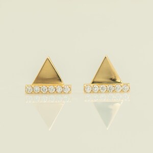 Triangle Gold Earrings, 14K / 18K Yellow Gold, Triangular Earrings ...