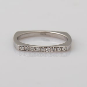 Square Shape Rings, Unique Wedding Rings, Diamond Bar Ring, 14K Gold ...