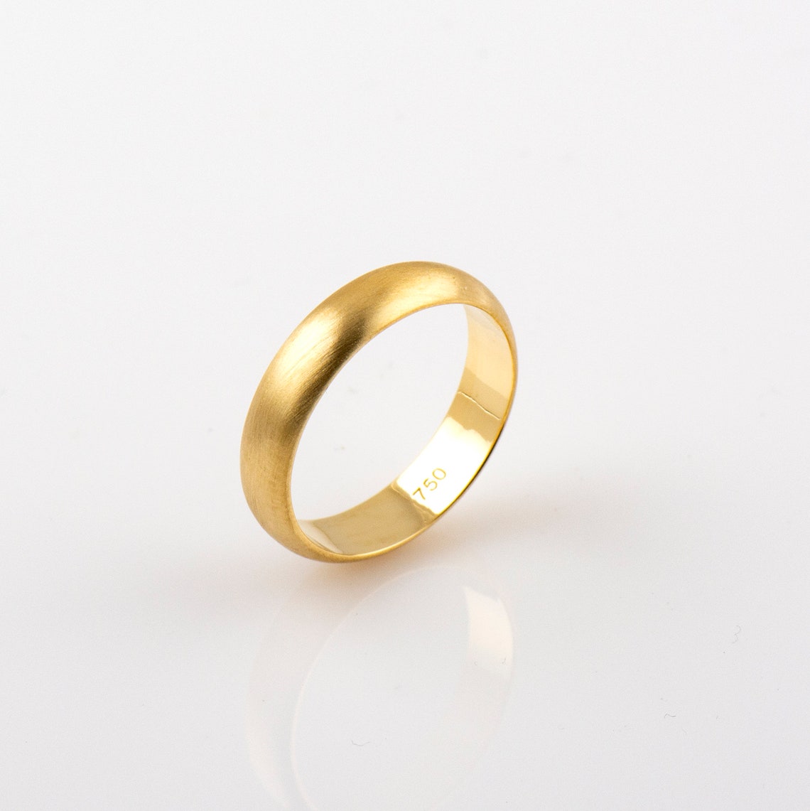 Matte Wedding Ring 14K / 18K Yellow Gold Ring Plain Wedding - Etsy