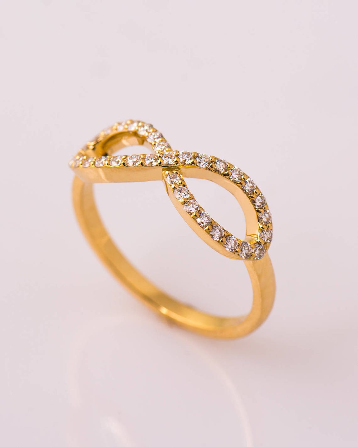 Infinity Diamonds Ring 14K / 18K Yellow Gold Anniversary | Etsy