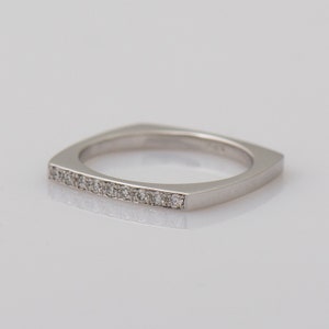 Square Shape Rings, Unique Wedding Rings, Diamond Bar Ring, 14K Gold ...
