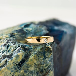 Tension Set Ring, 14k / 18k Yellow Gold Diamond Ring, Unisex Diamond ...