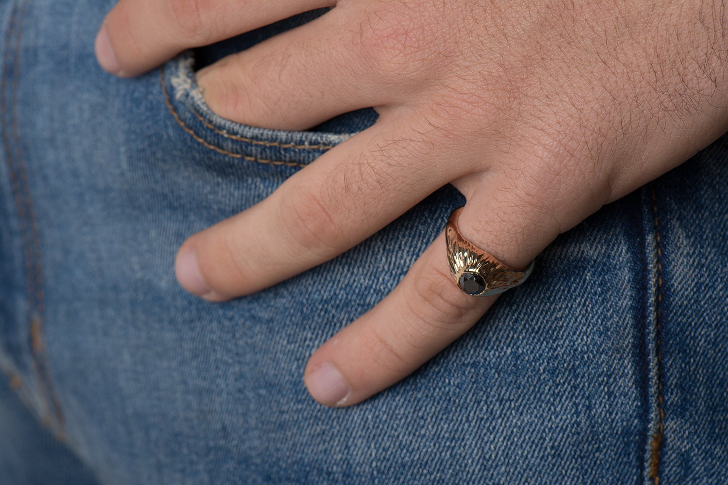 Volcano Black - 18K Rose Gold Ring, Black Diamond Ring, Solitaire ...