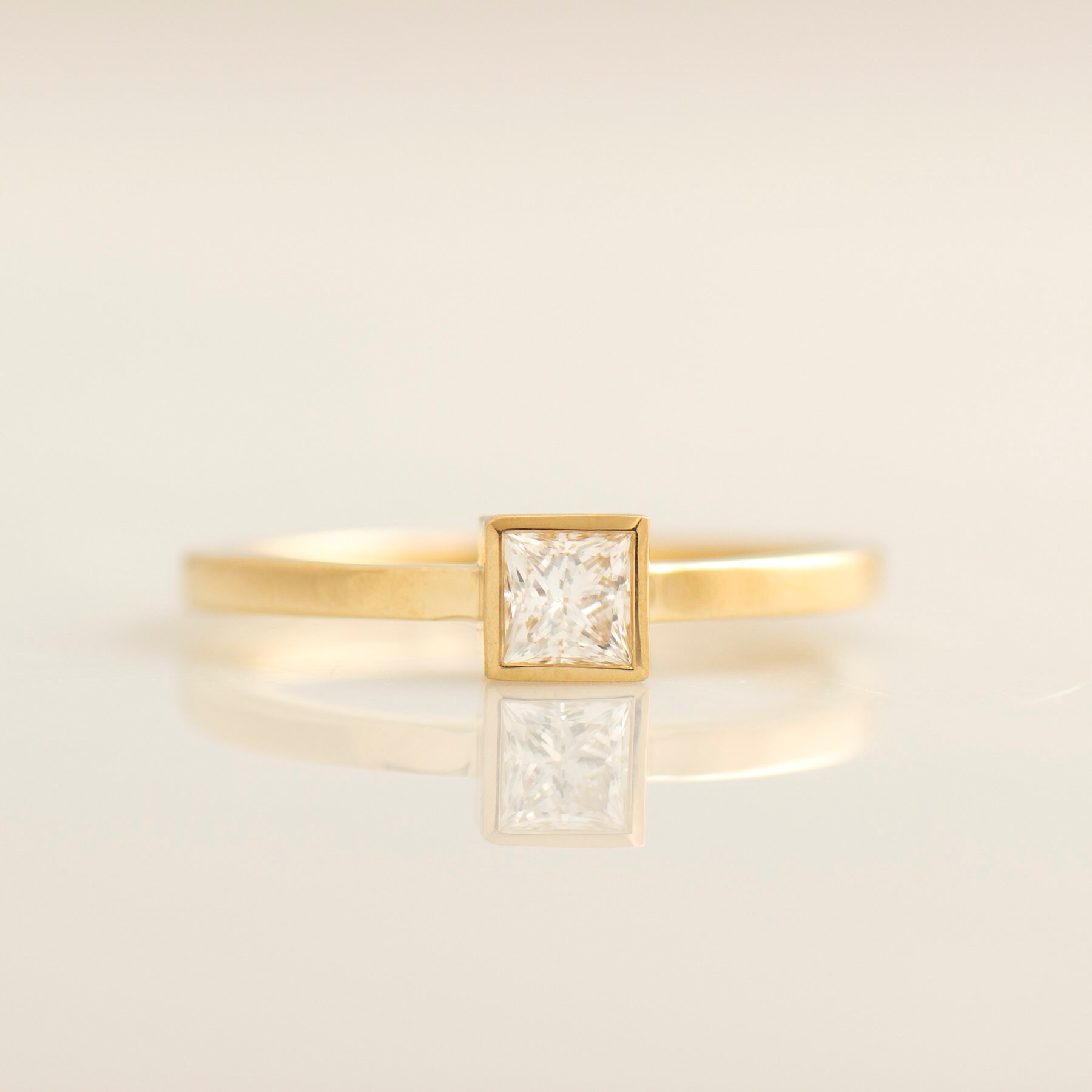 Princess Diamond Set, 14K Yellow Gold Diamond Set, Engagement Ring Set ...