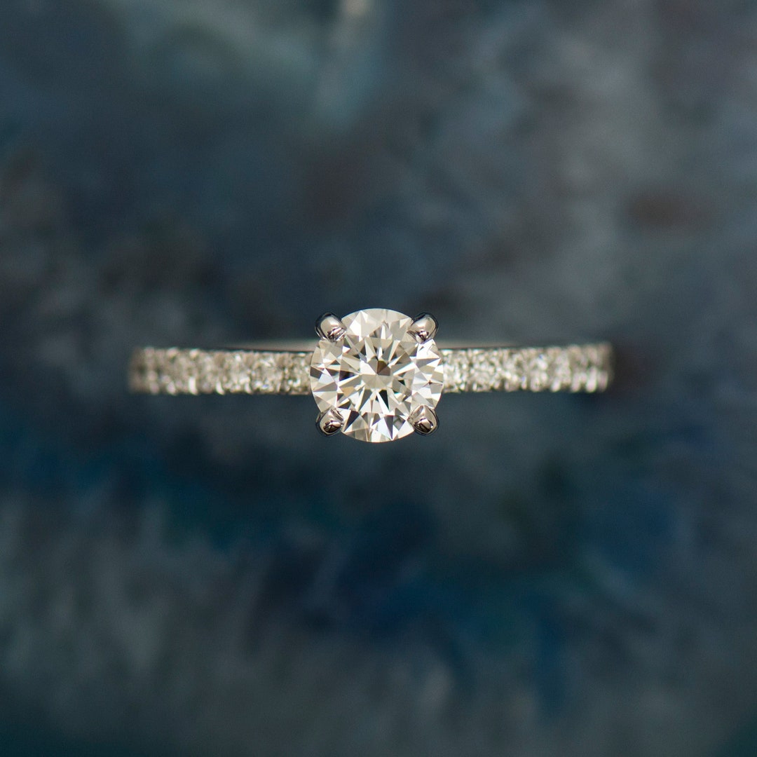 Modern Classic Diamond Engagement Ring, 14K\ 18K Gold, Low Setting Ring ...