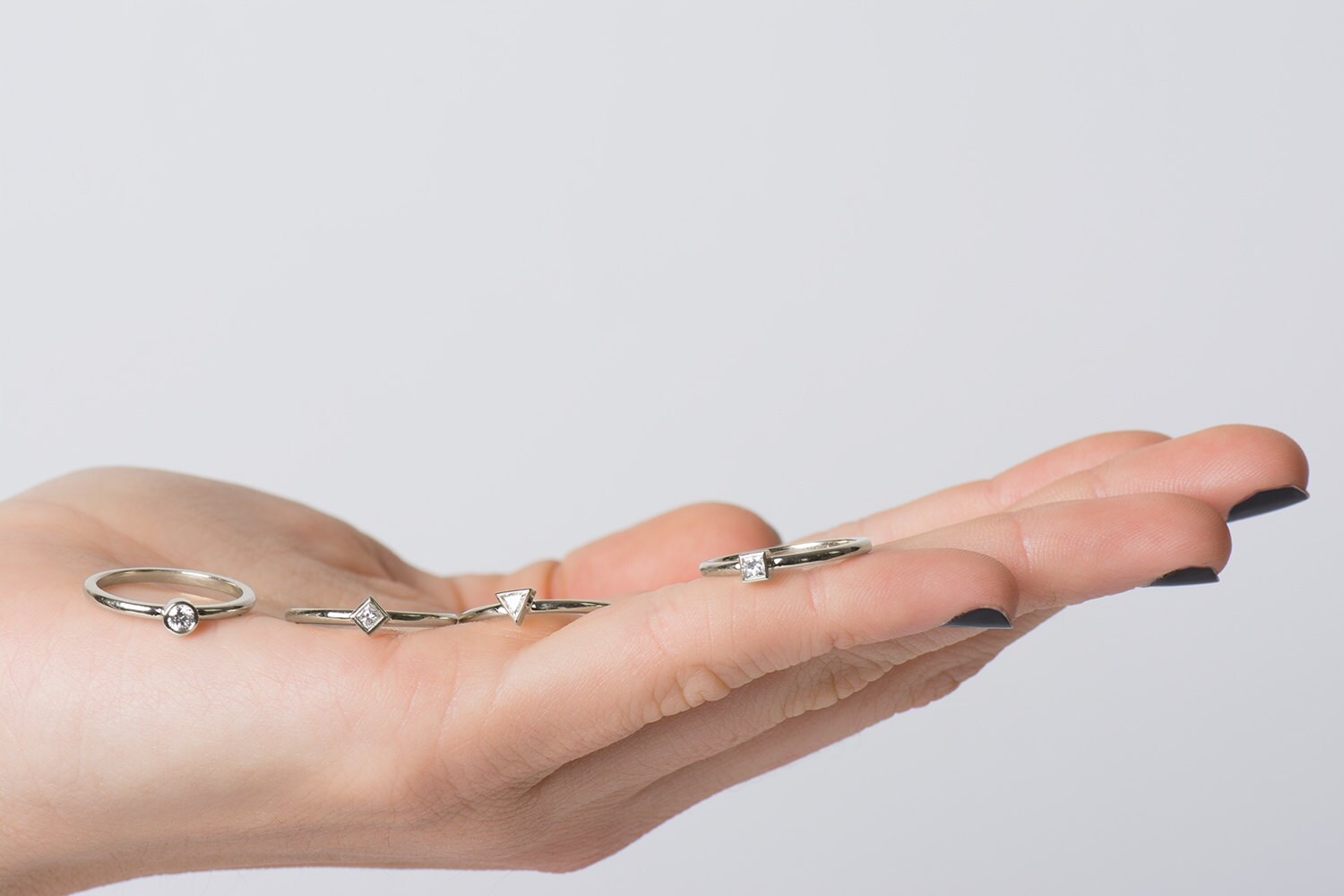 Stackable Rings Set 14K White Gold Stacking Rings | Etsy