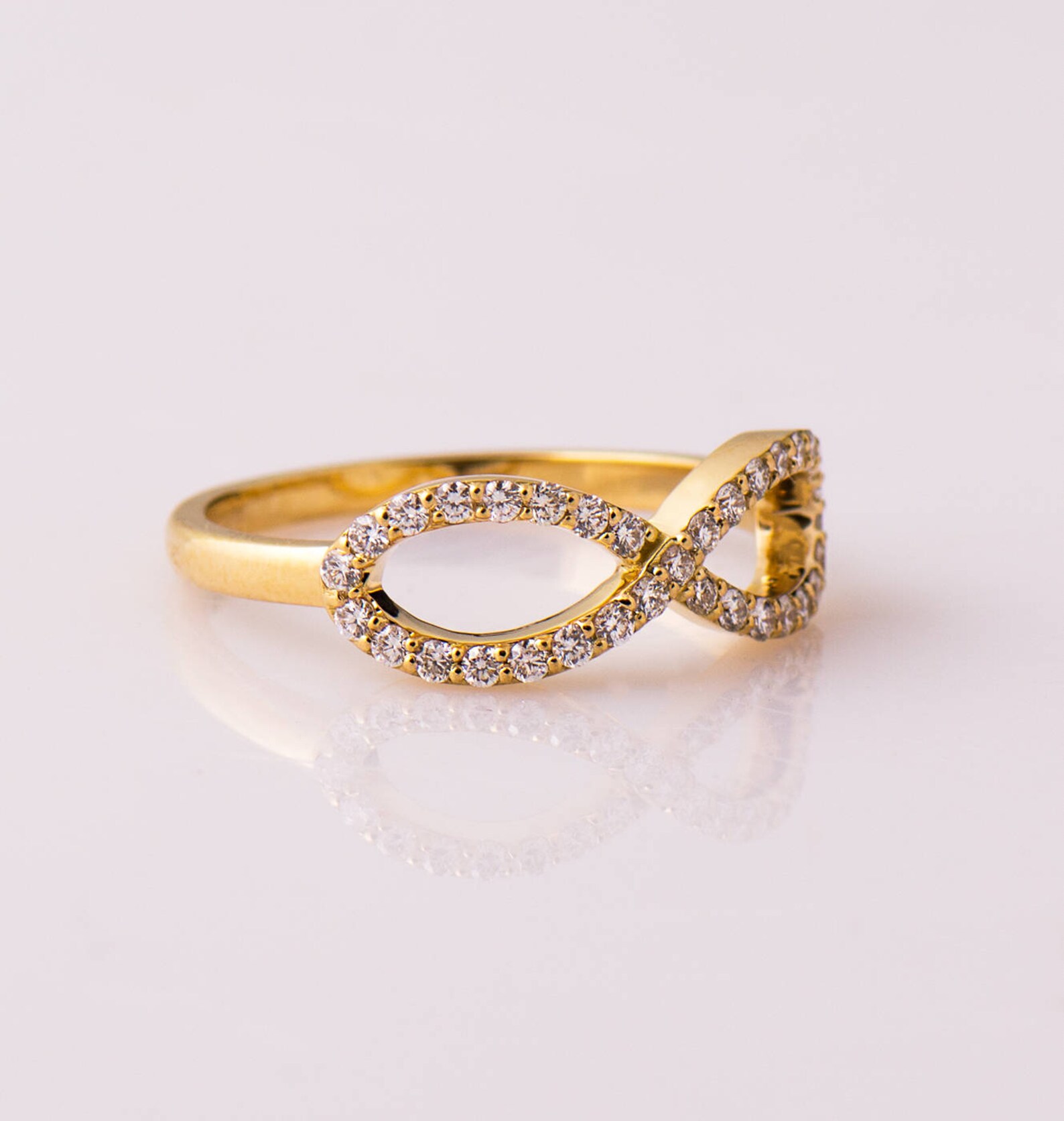Infinity Diamonds Ring 14K / 18K Yellow Gold Anniversary | Etsy