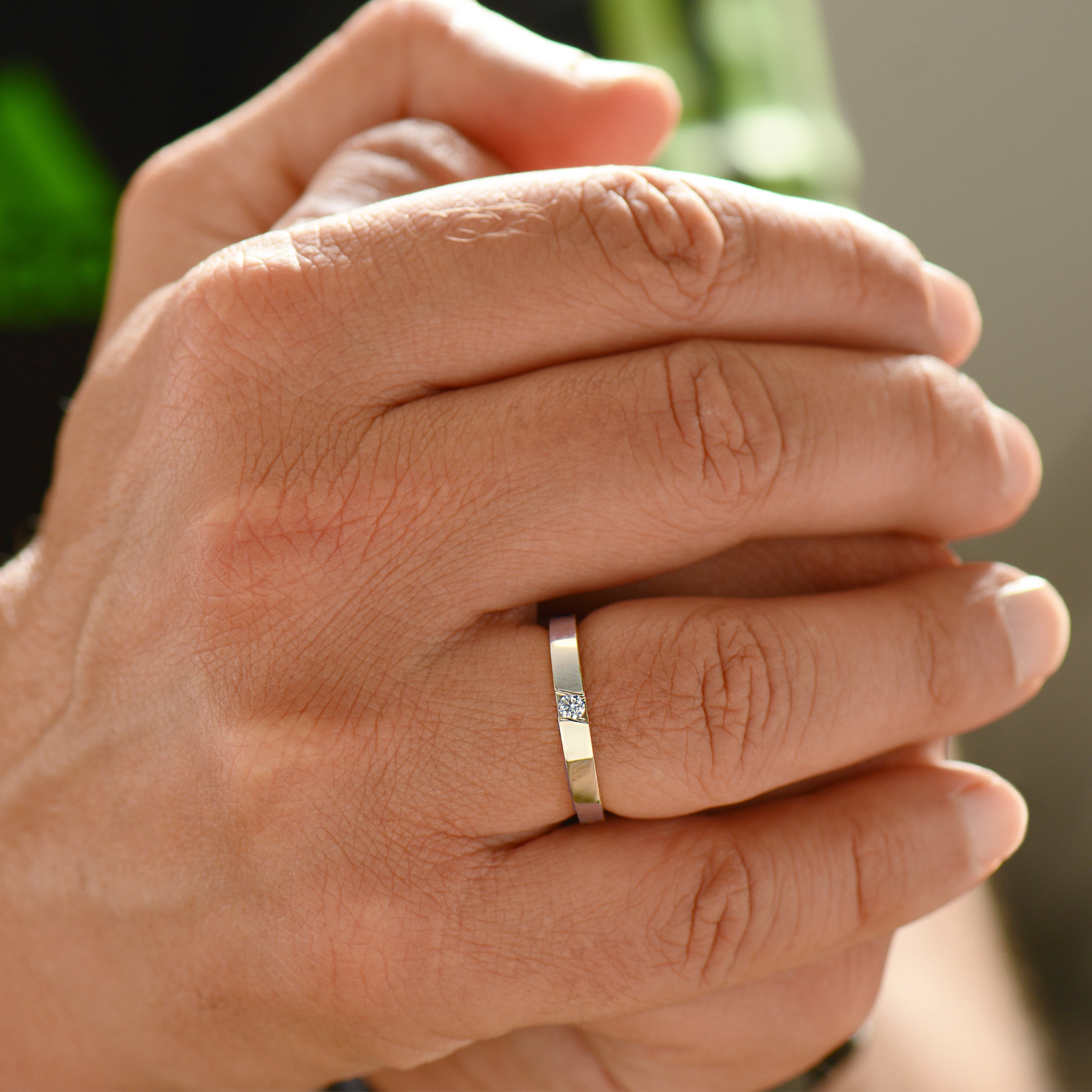 Tension Set Ring, 14k / 18k White Gold Diamond Ring, Unisex Tension Set Ring, 14k / 18k White Gold Diamond Ring, Unisex
