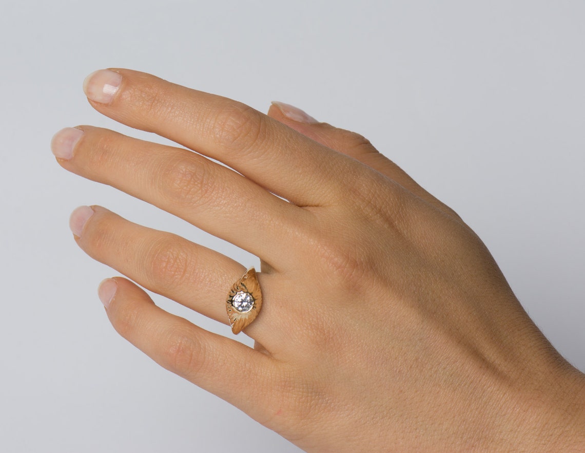 Volcano 1 18K Yellow Gold Engagement Ring Nature Ring - Etsy Israel