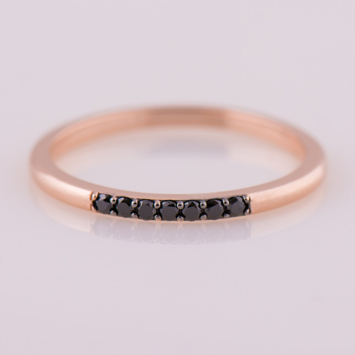 Black Diamond Band Stackable 14K Rose Gold Ring Black - Etsy