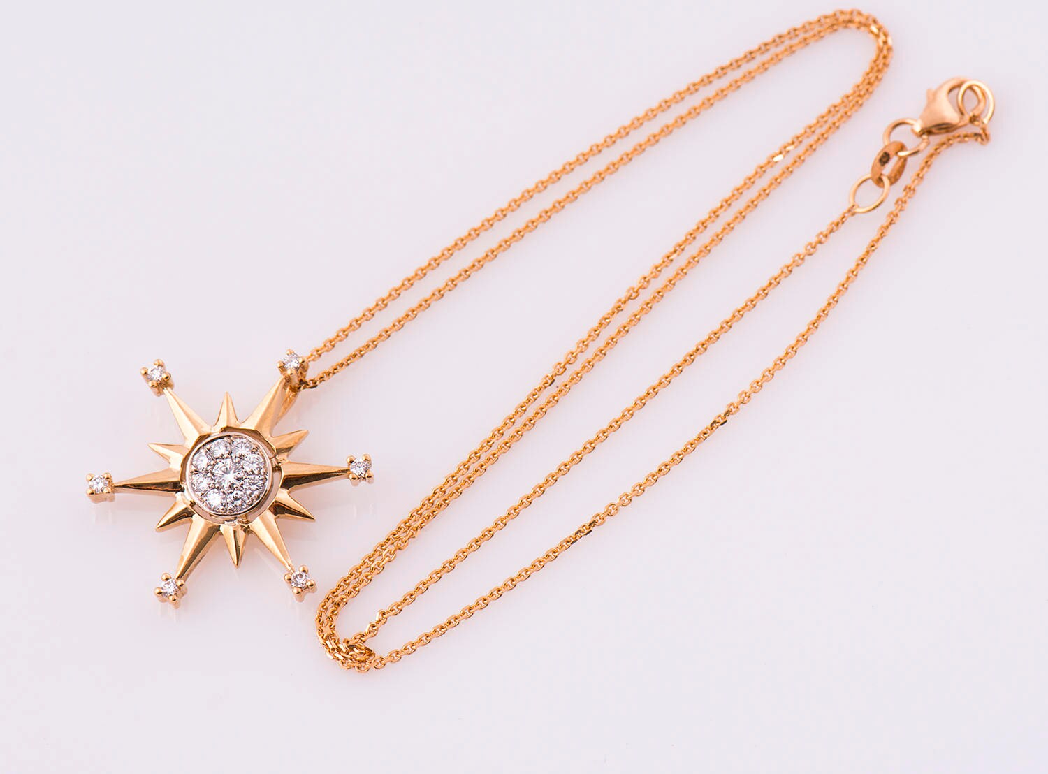 Compass Diamonds Pendant 14K / 18K Rose Gold Necklace Gift | Etsy