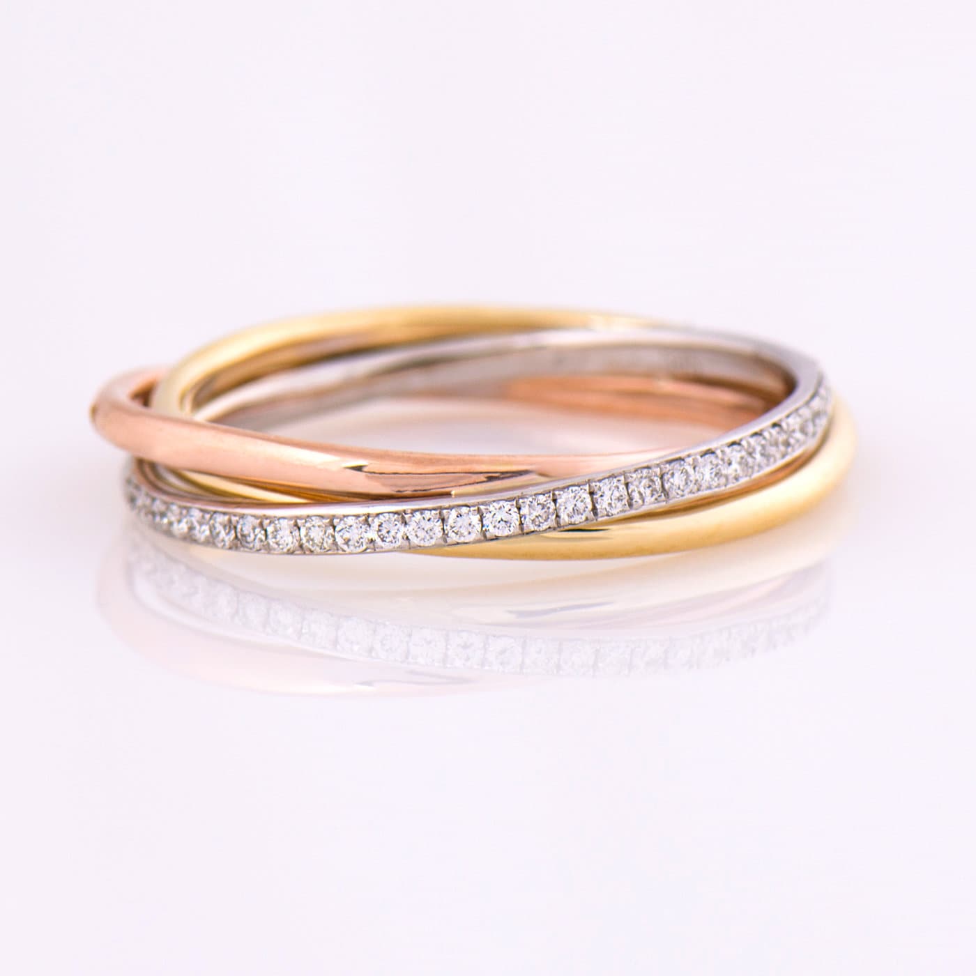 Three Tone Ring 14K / 18K Gold Diamonds Band Anniversary - Etsy Israel