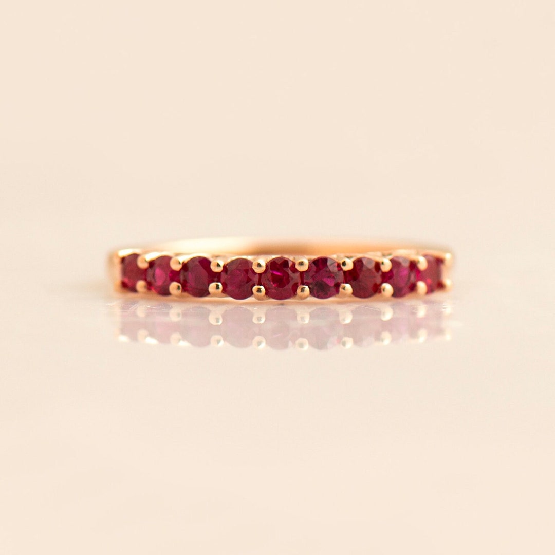 Rubies Stack Ring 14K / 18K Rose Gold, Natural Red Ruby Ring, Ruby ...