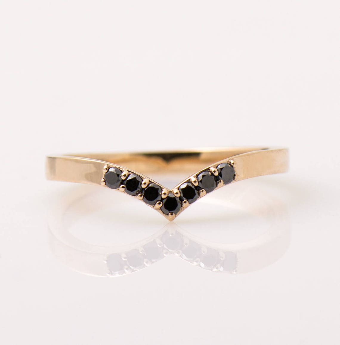 Wide V Shape Black Diamond Ring Black Diamonds Wedding Ring - Etsy