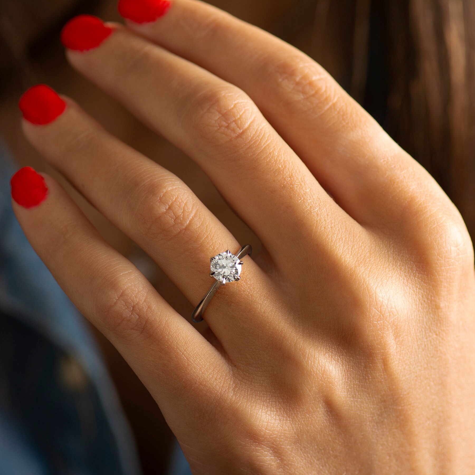 The Six Prong Solitaire Ring 14K 18K White Gold GIA Certified Engagement Ring Classic Solitaire Modern Engagement Ring Knife Edge