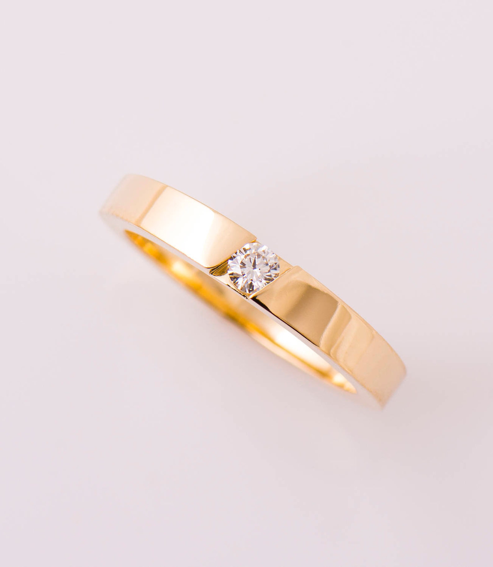 Tension Set Ring 14k / 18k Yellow Gold Diamond Ring Unisex - Etsy