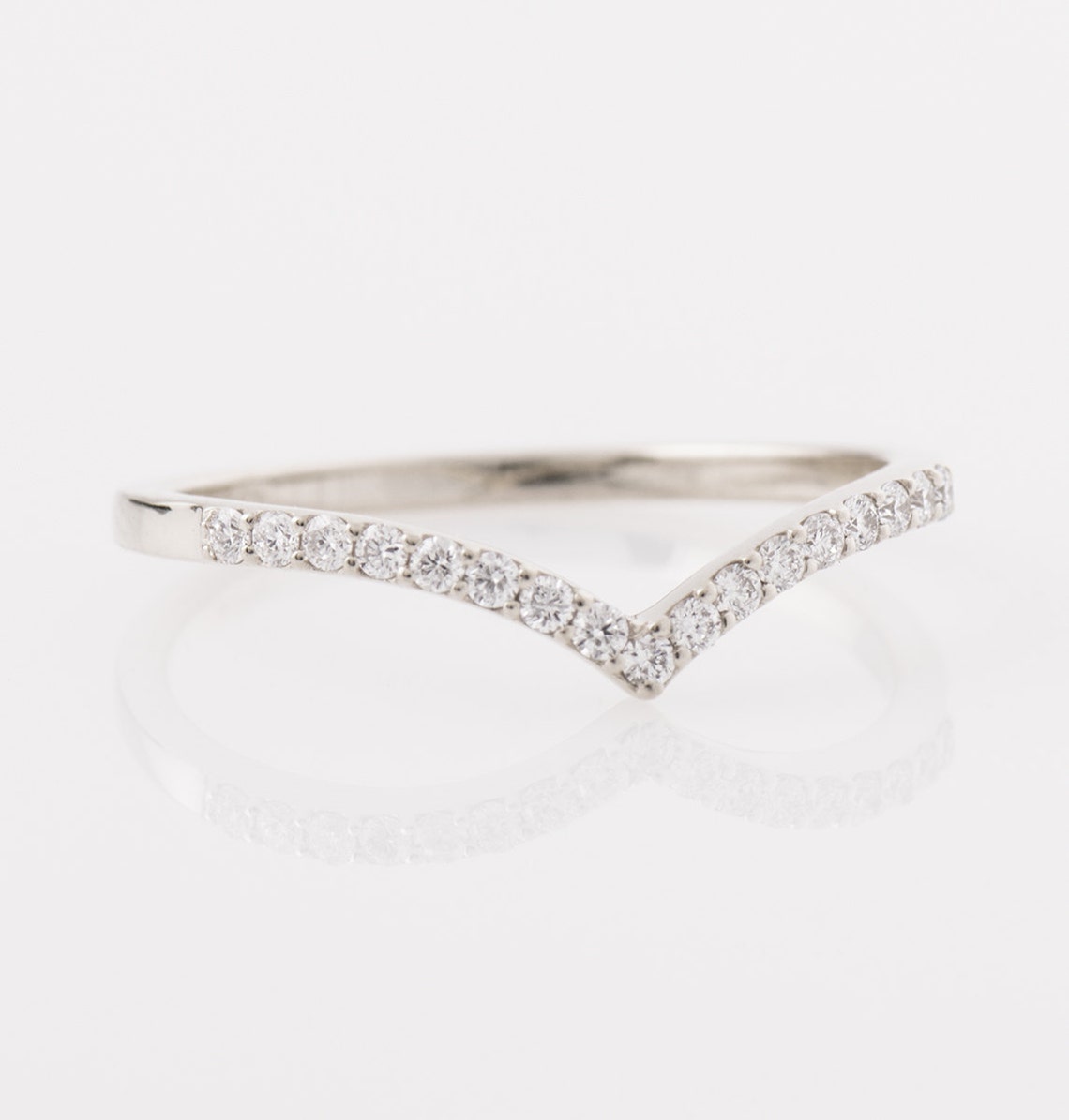Half Eternity V Shape Wedding Ring 14K White Gold Diamonds | Etsy