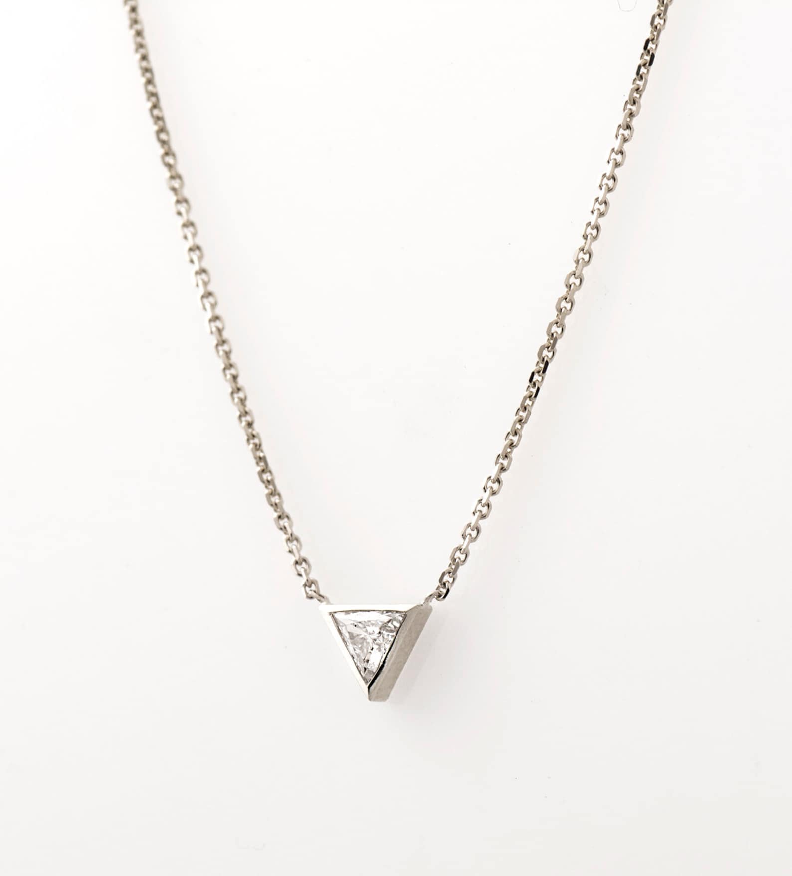 Triangle Diamond Necklace 14K / 18K White Gold Diamond | Etsy