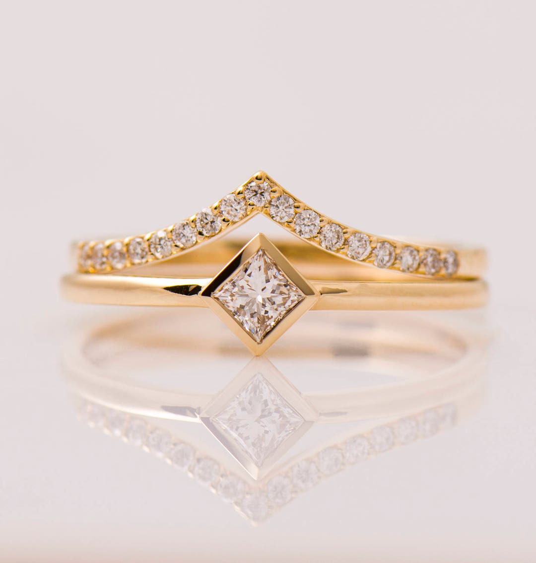 Solitaire Diamond Set, 14K / 18K Yellow Gold Diamond Set, Engagement ...