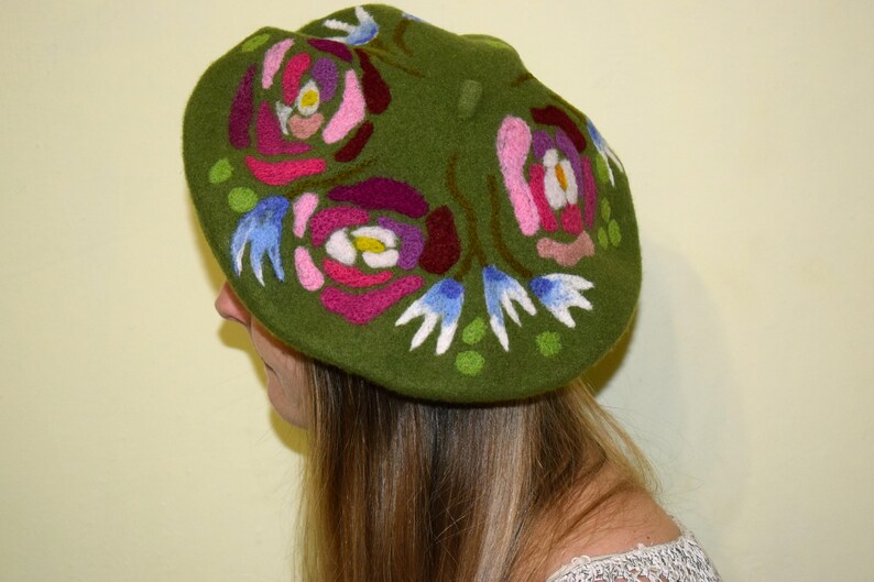 Green wool beret French beret Winter beret Winter wool hat | Etsy
