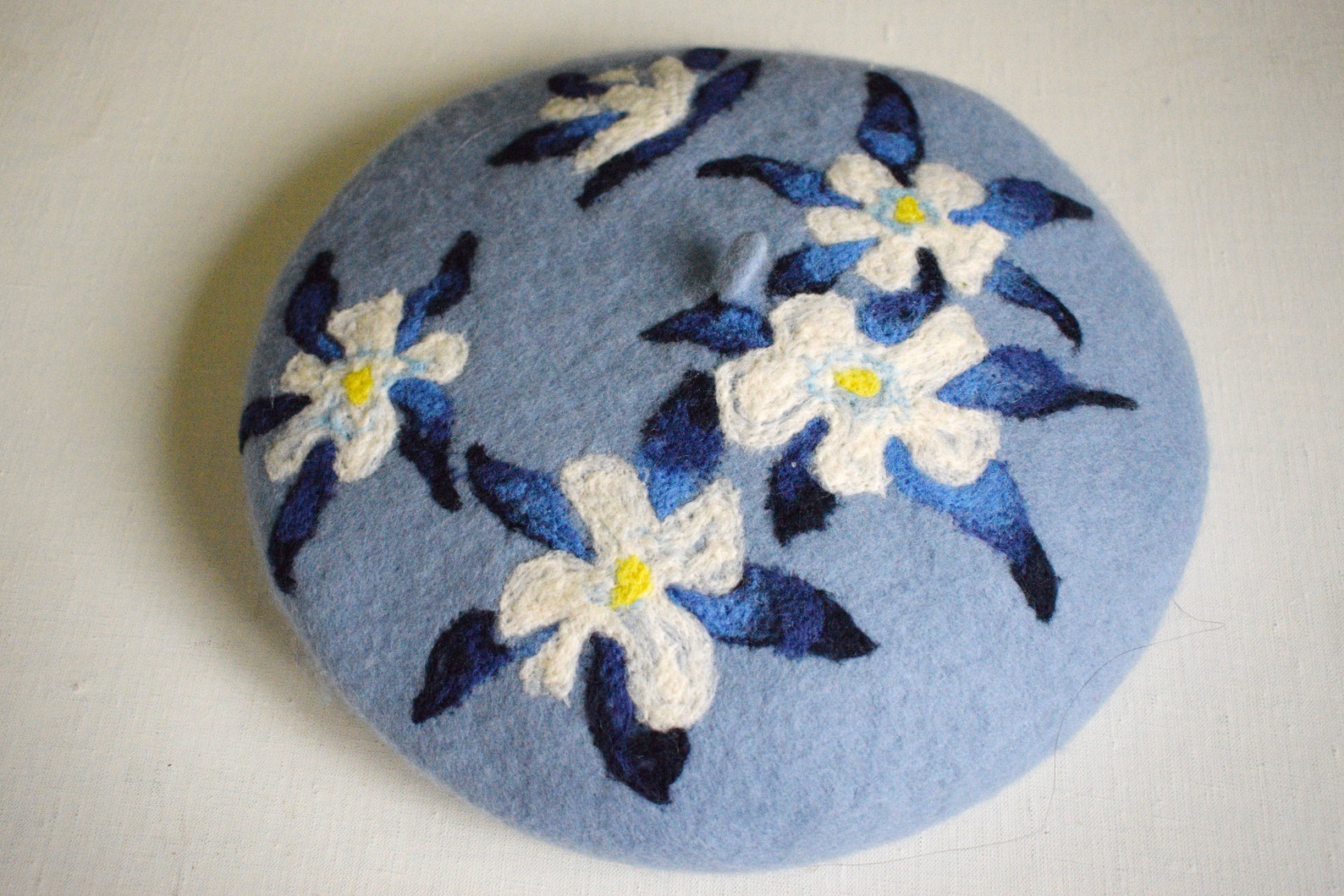 Wool Blue Beret Felted Hat Pattern French Beret Womens Wool Hat Womens ...