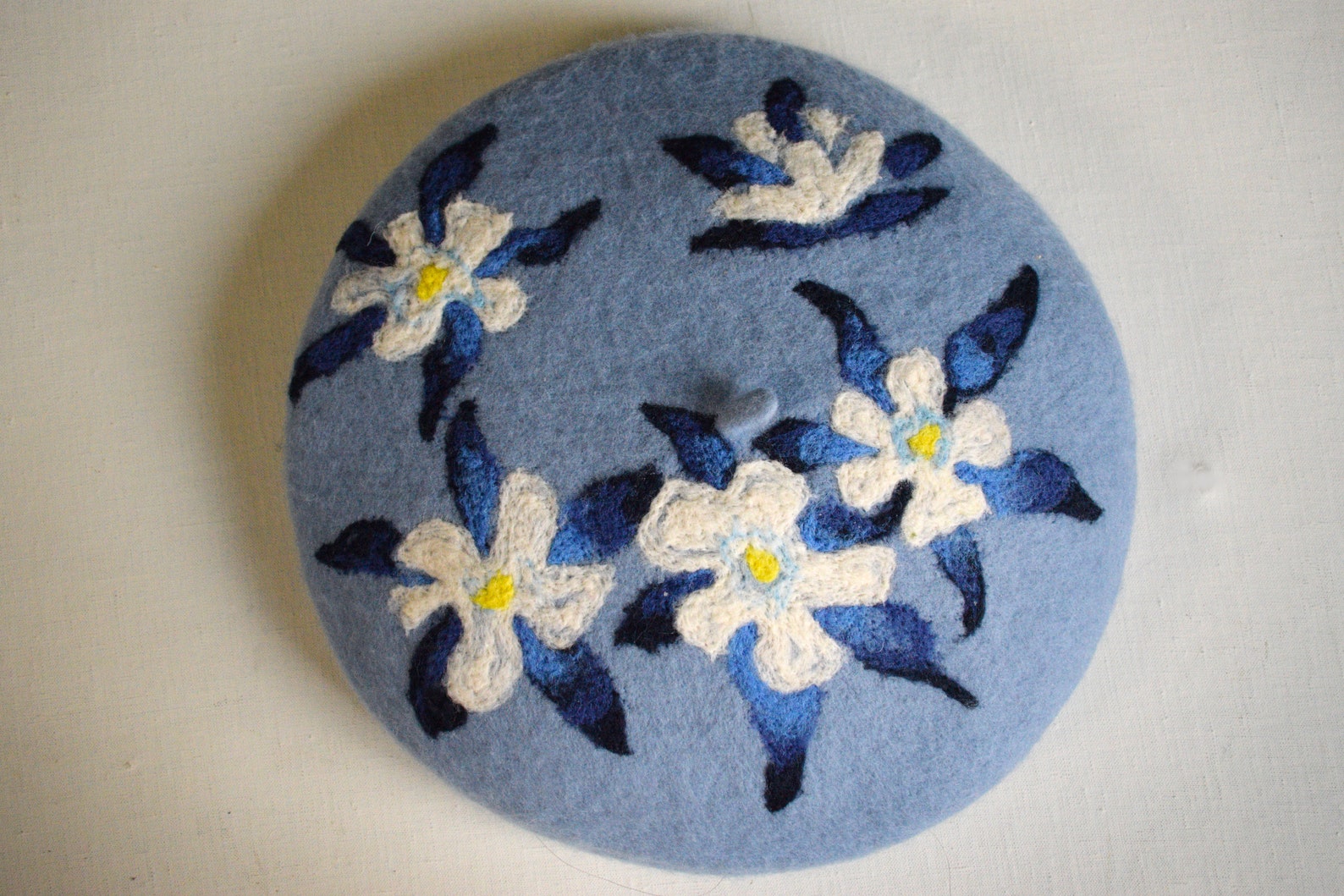 Wool Blue Beret Felted Hat Pattern French Beret Womens Wool Hat Womens ...