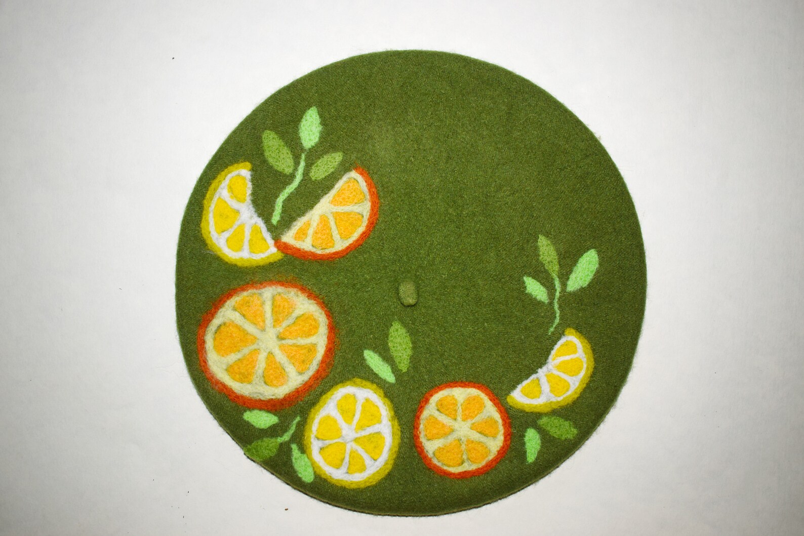 Beret Hats for Women With Lemon Felted Hats Women Green Beret - Etsy