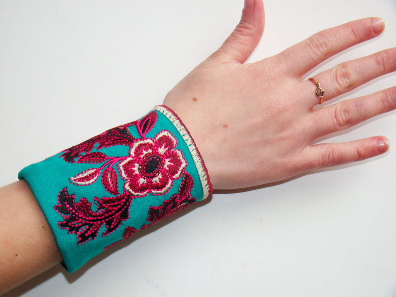 Green Fabric Bracelet for Women Fabric Embroidered Bracelet Cotton ...