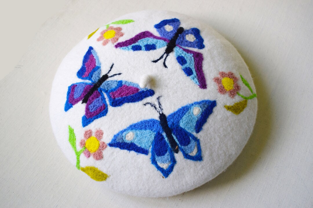 White Woolen Beret Felt Beret French Beret Womens Beret White Color ...