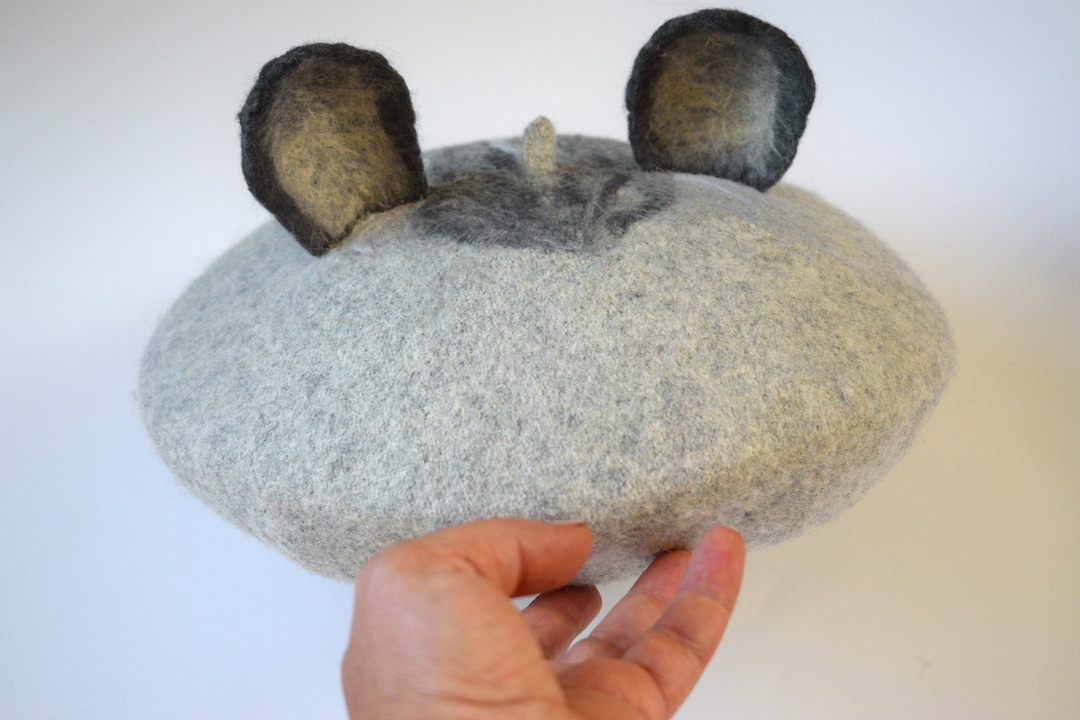 Hand Felted Wool Beret With Ears | Unique Handmade Beret | Artistic ...