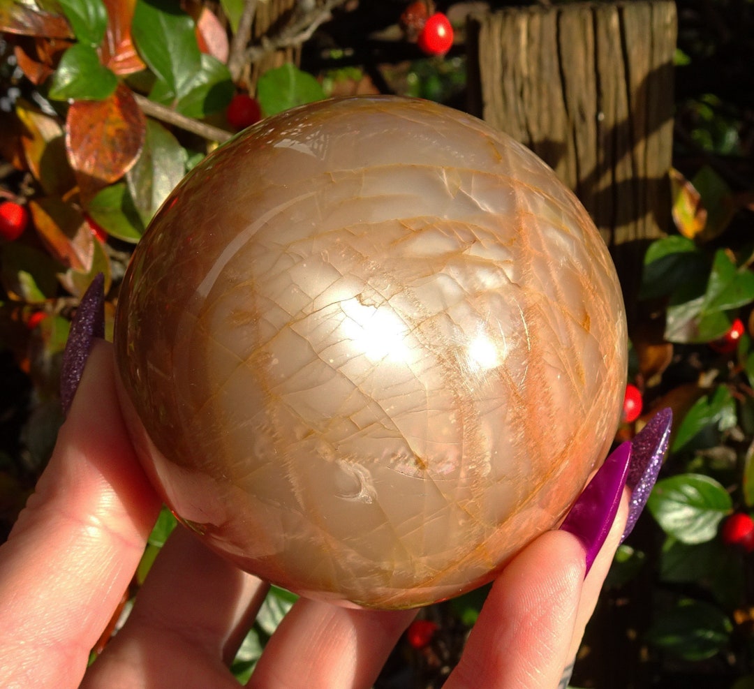 Polished Flashy Large Peach Moonstone Sphere 495g 7cm - Etsy