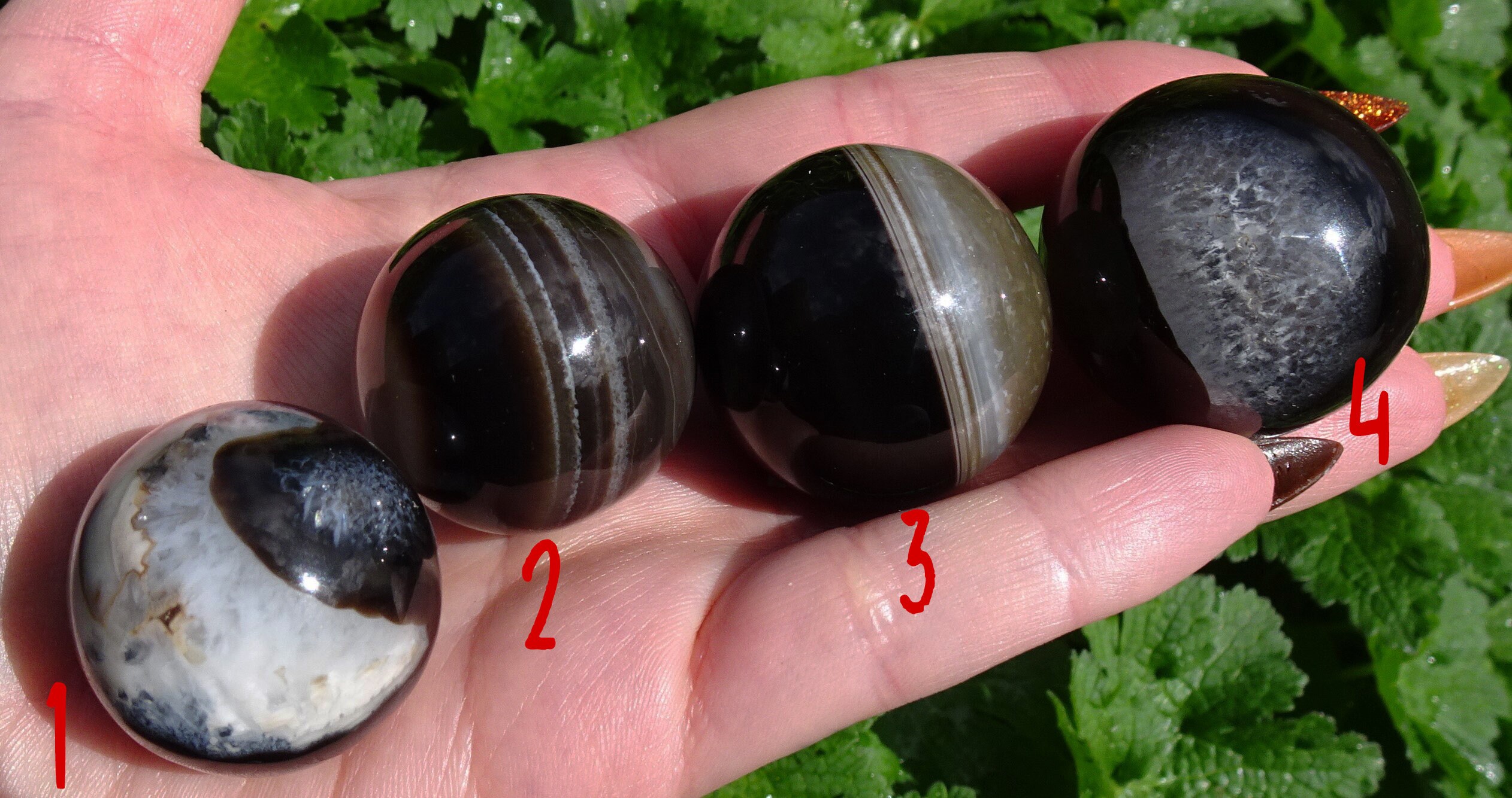 Polished Banded Black Agate Spheres - 4 Pieces to Choose From - You ...