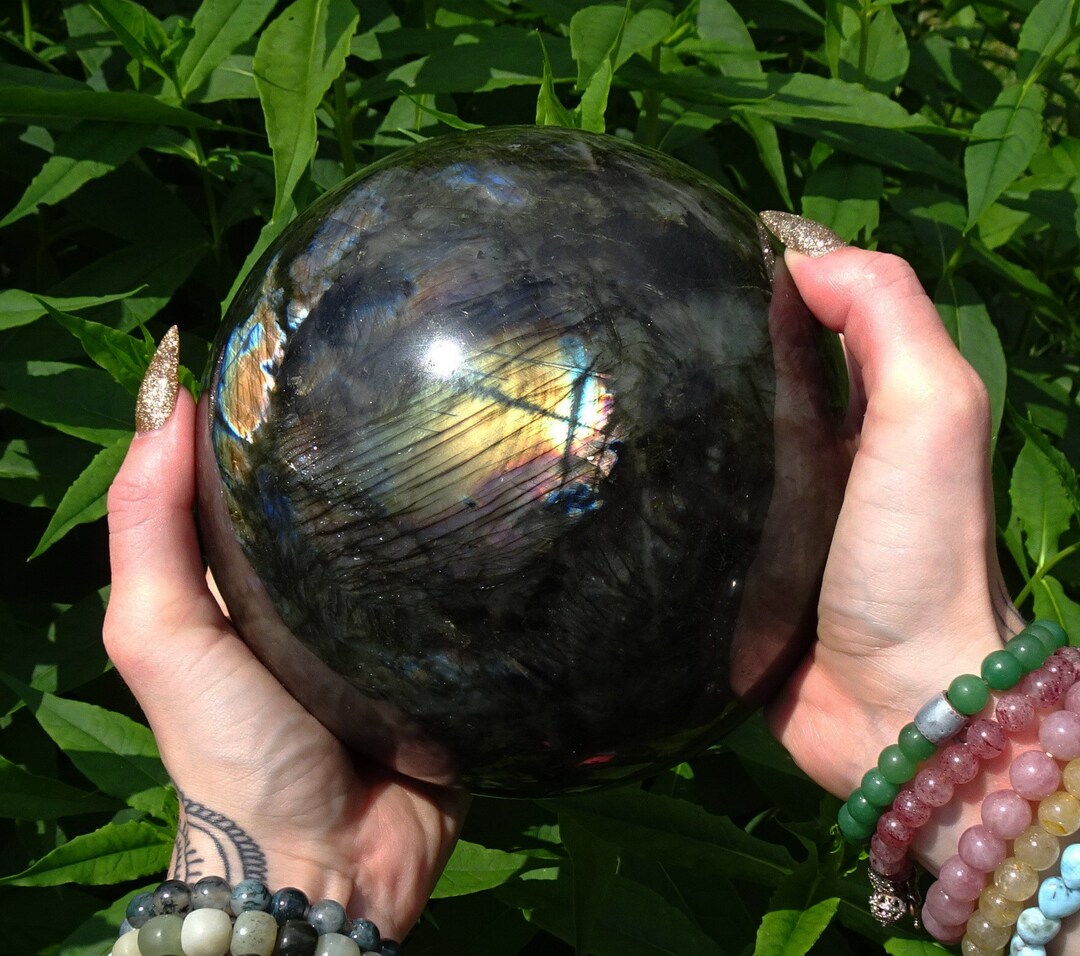 Extra Large Polished Flashy Rainbow Labradorite Sphere 5.2kg 14cm ...