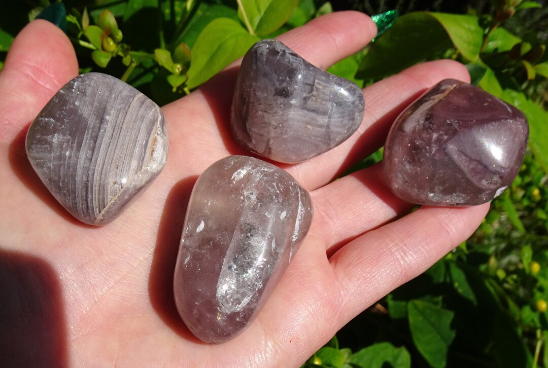 Polished Banded Pink Lithium Quartz Palm Stones - 4 Pieces to Choose ...