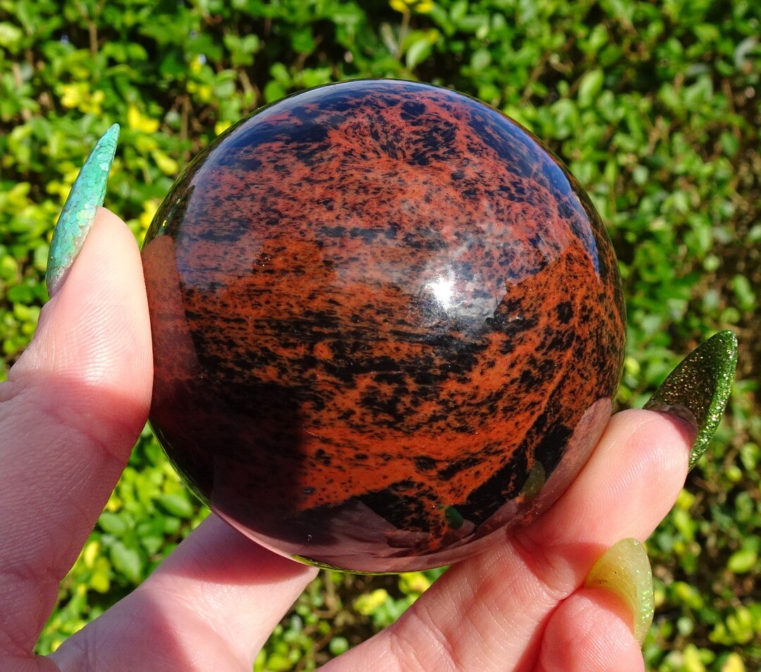 Polished Banded Mahogany Obsidian Sphere 294g 6.2cm Diameter Comes With ...