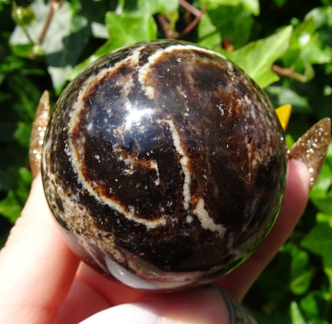 Polished Banded Black Opal Sphere 153g 5cm Diameter Comes With FREE ...
