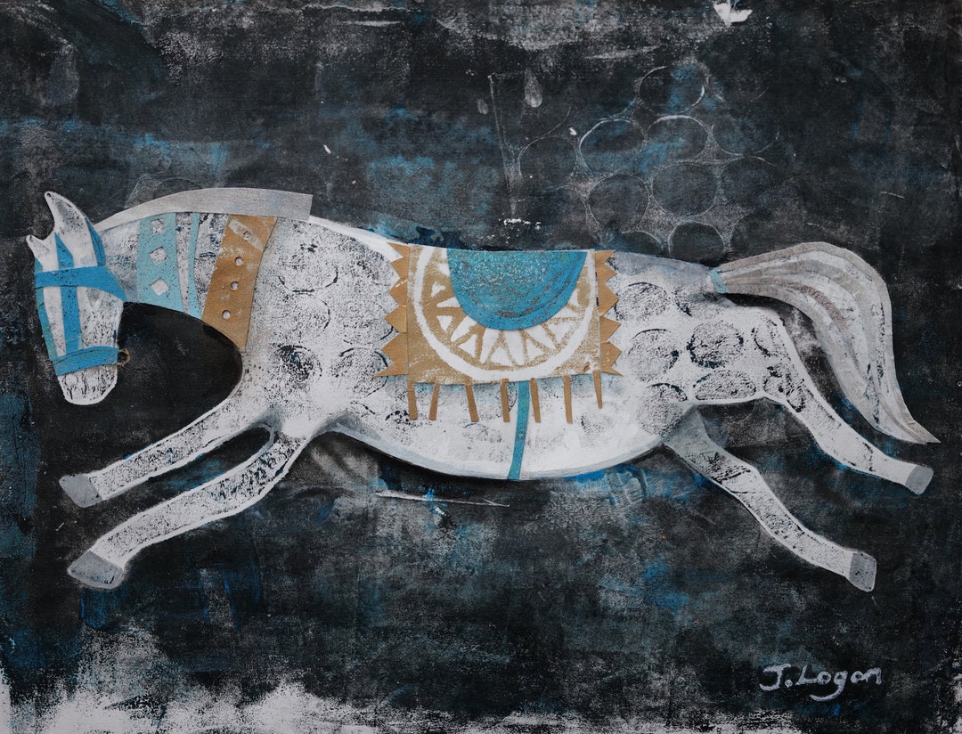 Equus Albus, Original Monoprint, Original Art, Horse Art - Etsy