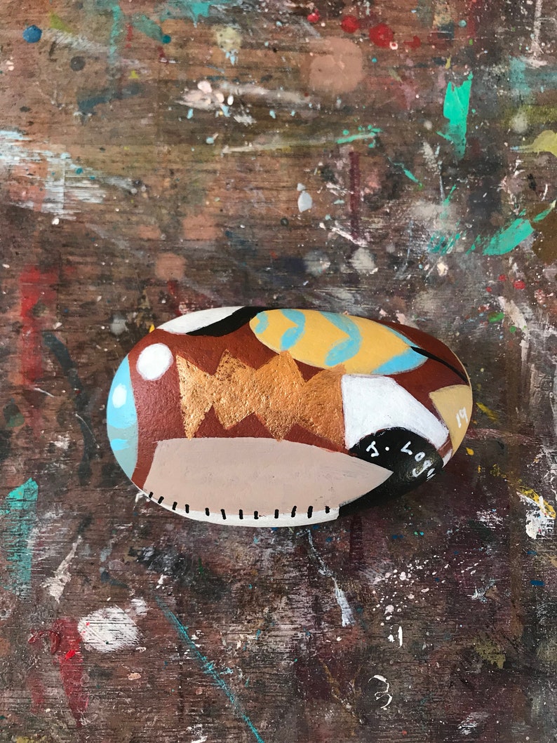Abstract Painted Stone Pebble Art Original Art - Etsy UK